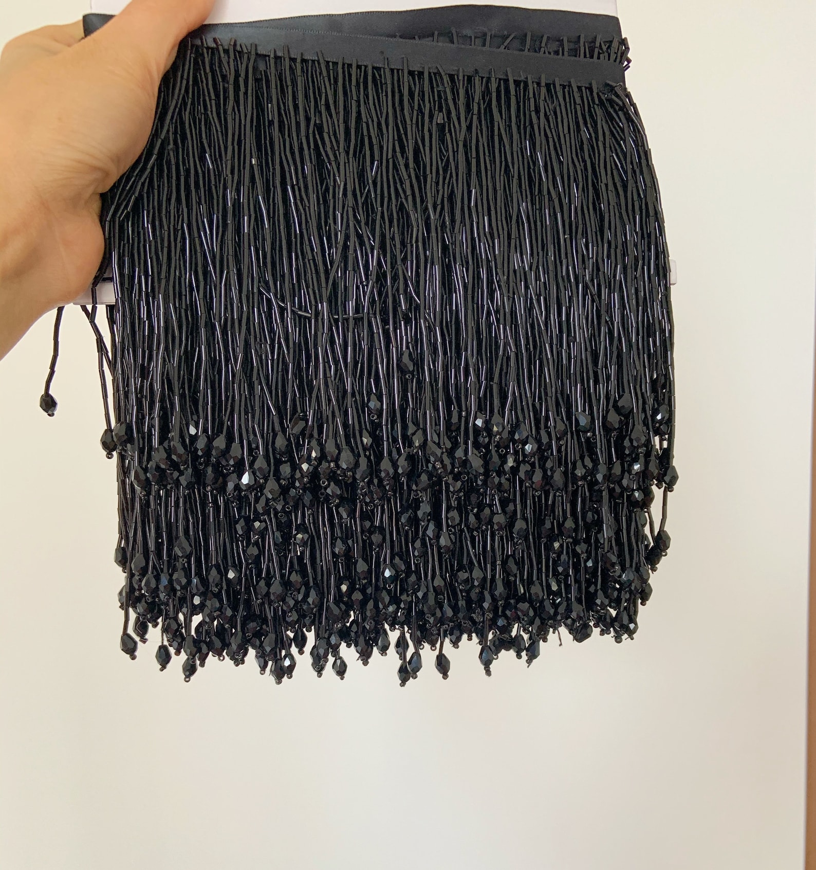 Black Bead Fringe Trim for Haute Couture, Bead Fringe With Teardrop - Etsy