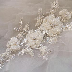 Deluxe Bead Applique, Heavy Bead Handmade Applique With Rhinestone ...