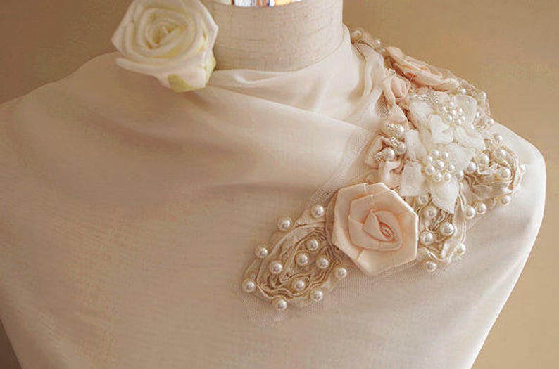Antique Bead Collar With Pearls Heavy Beaded Lace Collar - Etsy