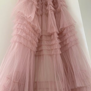 Mauve Pink Ruffled Fabric, Ruffle Fabric for Cake Dress, Bridal Dress ...