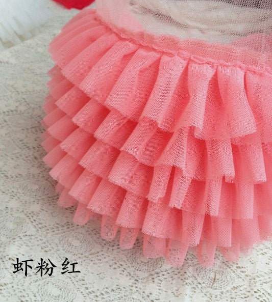 Light pink ruffled trim tutu dress fabric ruffle mesh lace | Etsy