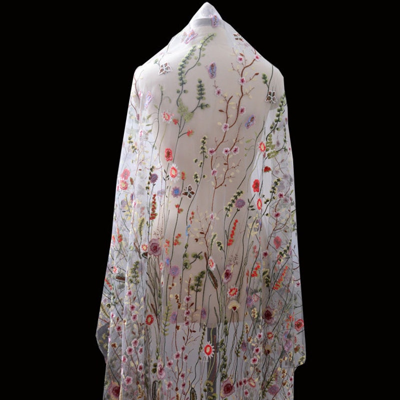 Embroidered Sheer Fabric - Etsy