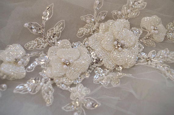 Deluxe Bead Applique Heavy Bead Handmade Applique With - Etsy Canada