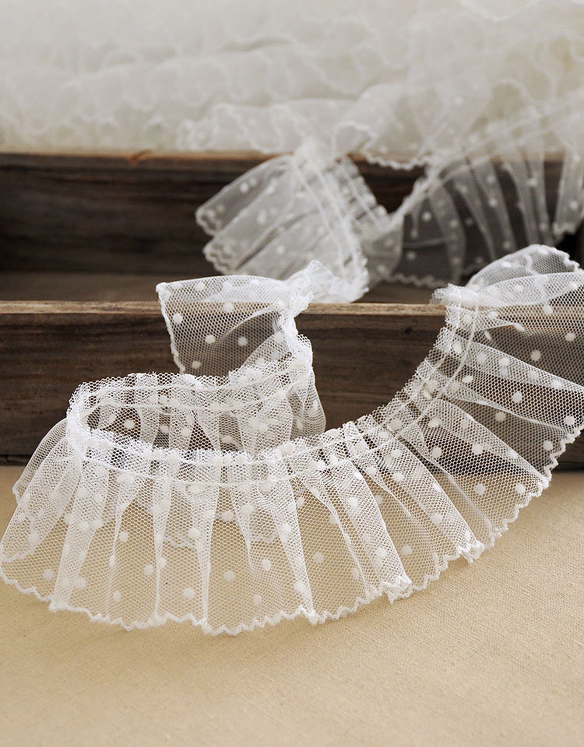 10 yards frill trim with polka dots | Etsy