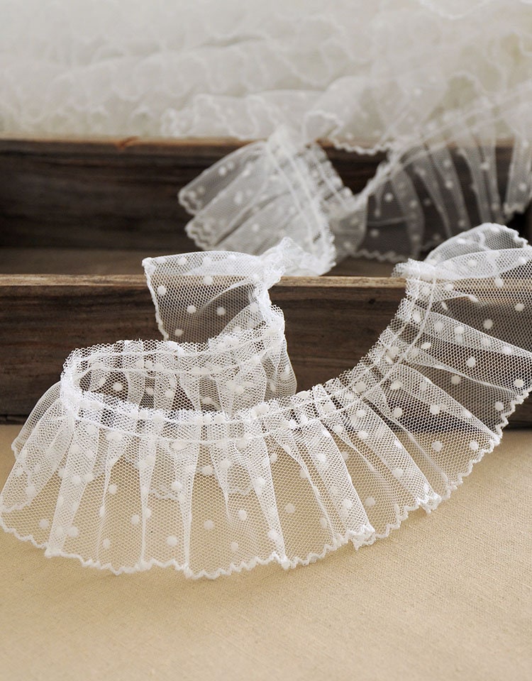 10 yards frill trim with polka dots | Etsy