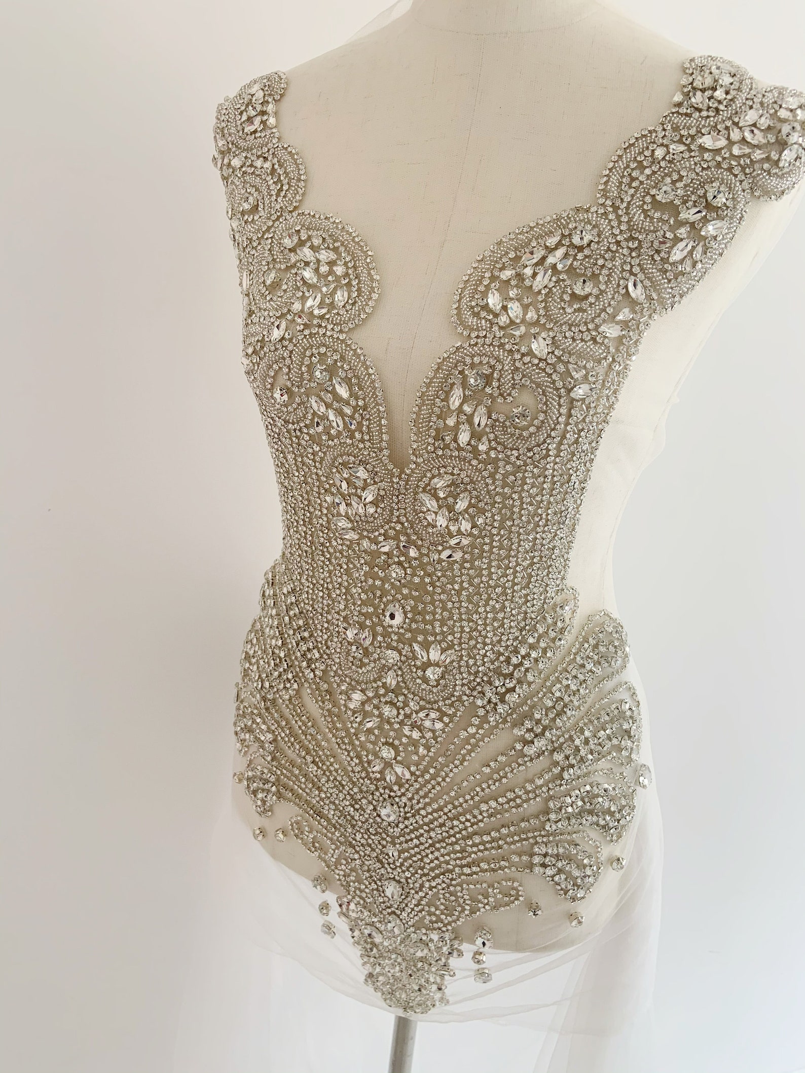 Large Rhinestone Bodice Applique for Bodysuit, Bodysuit Embellishment ...