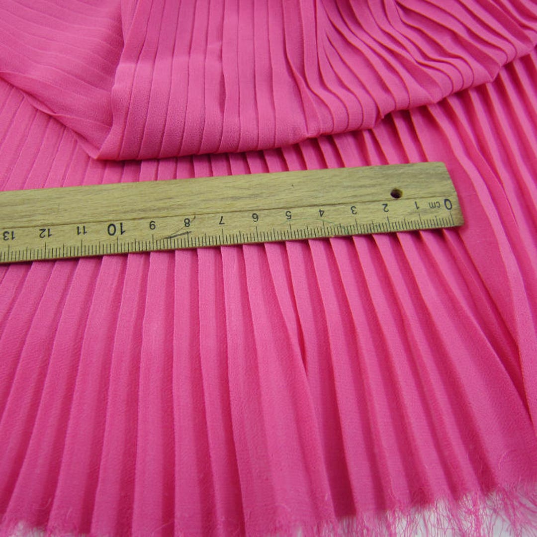 Hot Pink Chiffon Accordion Pleated Fabric for Pleated Dress, Accordion ...
