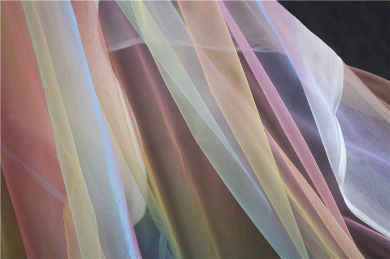 Tie dyed tulle fabric with Gradient colors rainbow color mesh | Etsy