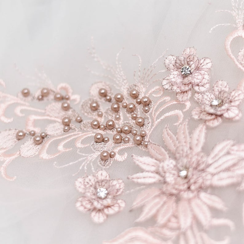 Light Pink Lace Applique Heavy Bead Lace Applique 3D Lace - Etsy