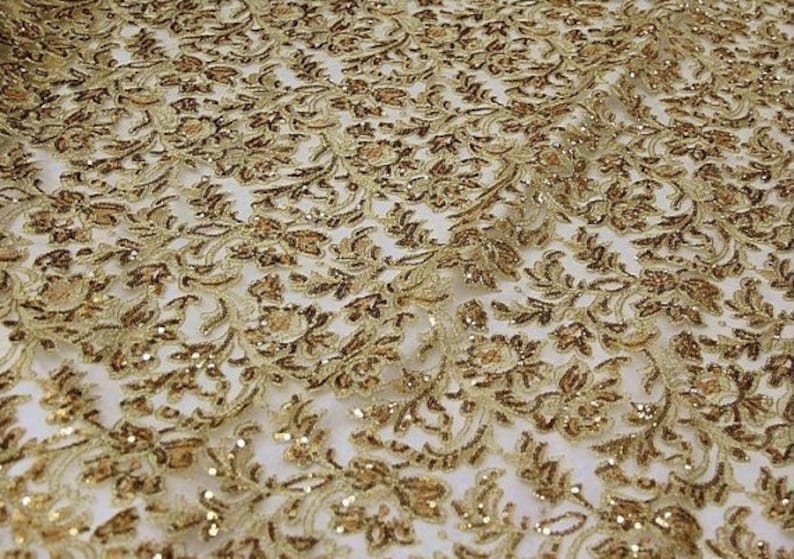 Gold Lace Fabric Gold Lace Alencon Lace in Gold Wedding - Etsy