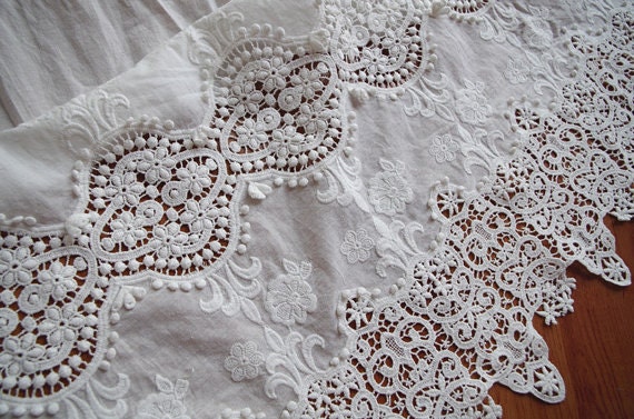 Cotton Lace Fabric With Retro Floral Natural Cotton Lace - Etsy
