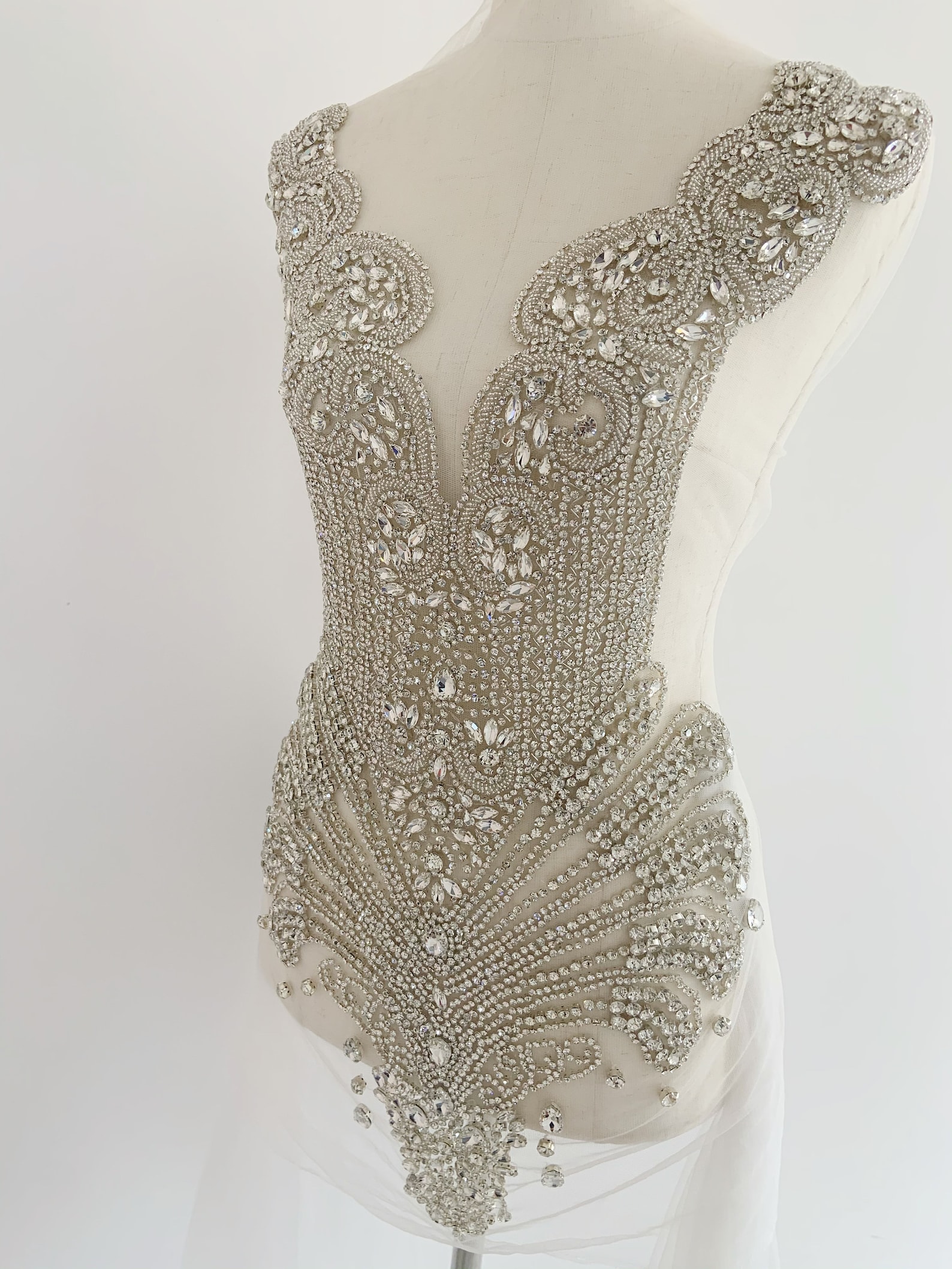 Large Gold Rhinestone Bodice Applique for Corset Costume - Etsy