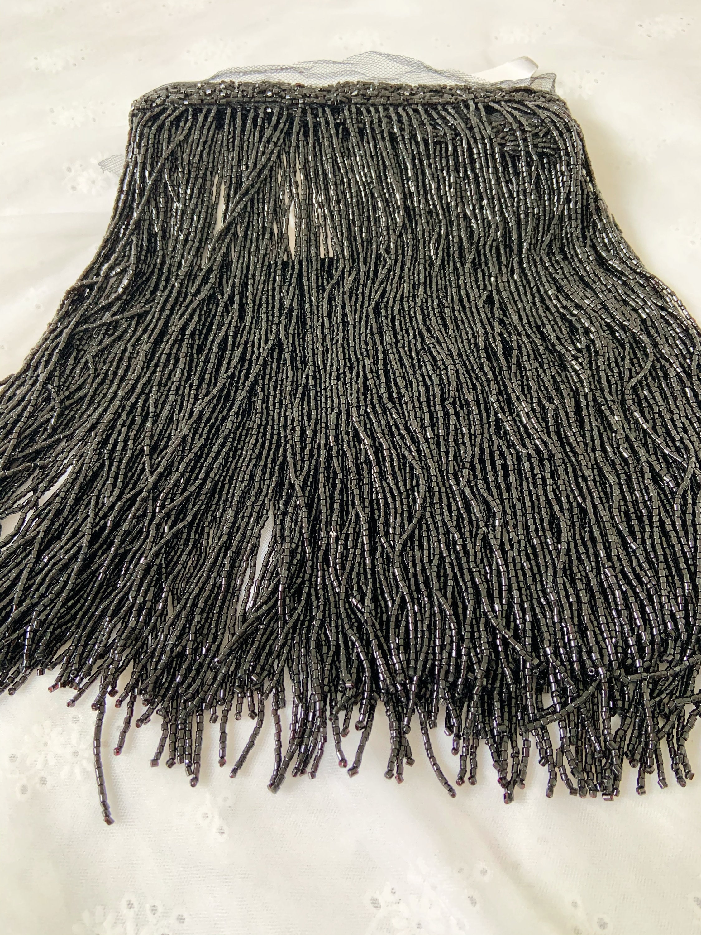 2 yards black heavy bead Fringe trim for haute couture seed | Etsy