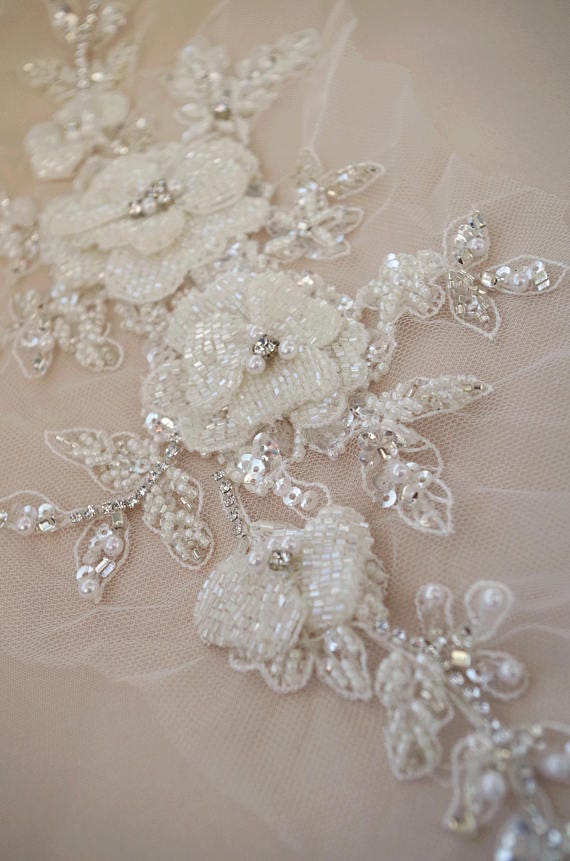 Deluxe Bead Applique Heavy Bead Handmade Applique With - Etsy Canada