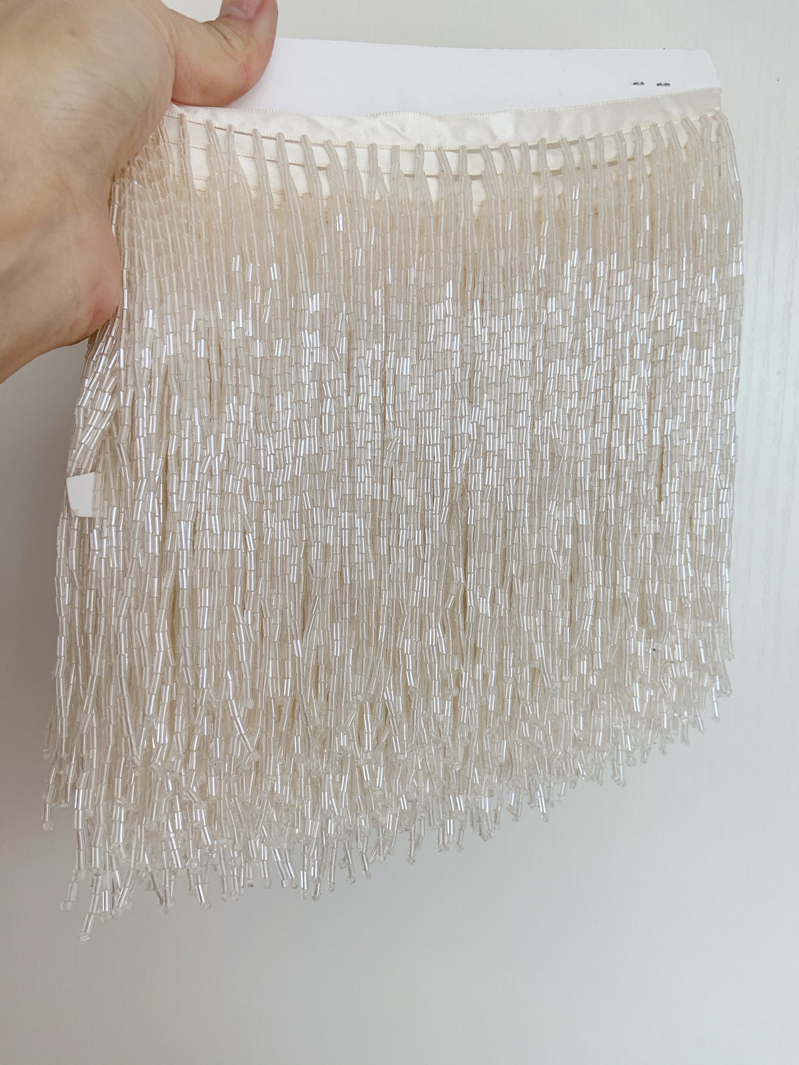 Ivory Bead Fringe Trim for Haute Couture, Handmade Bead Fringe Tassel ...