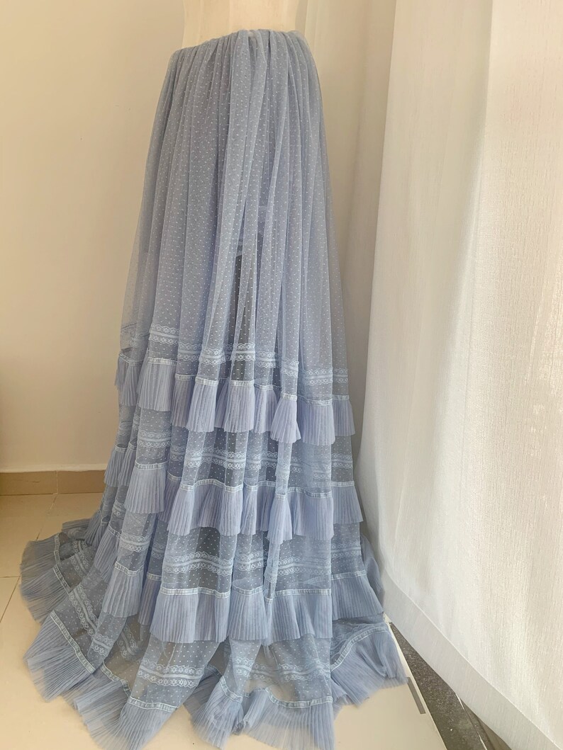 Pale Blue Ruffled Tulle Fabric Ruffle Fabric for Cake Dress | Etsy