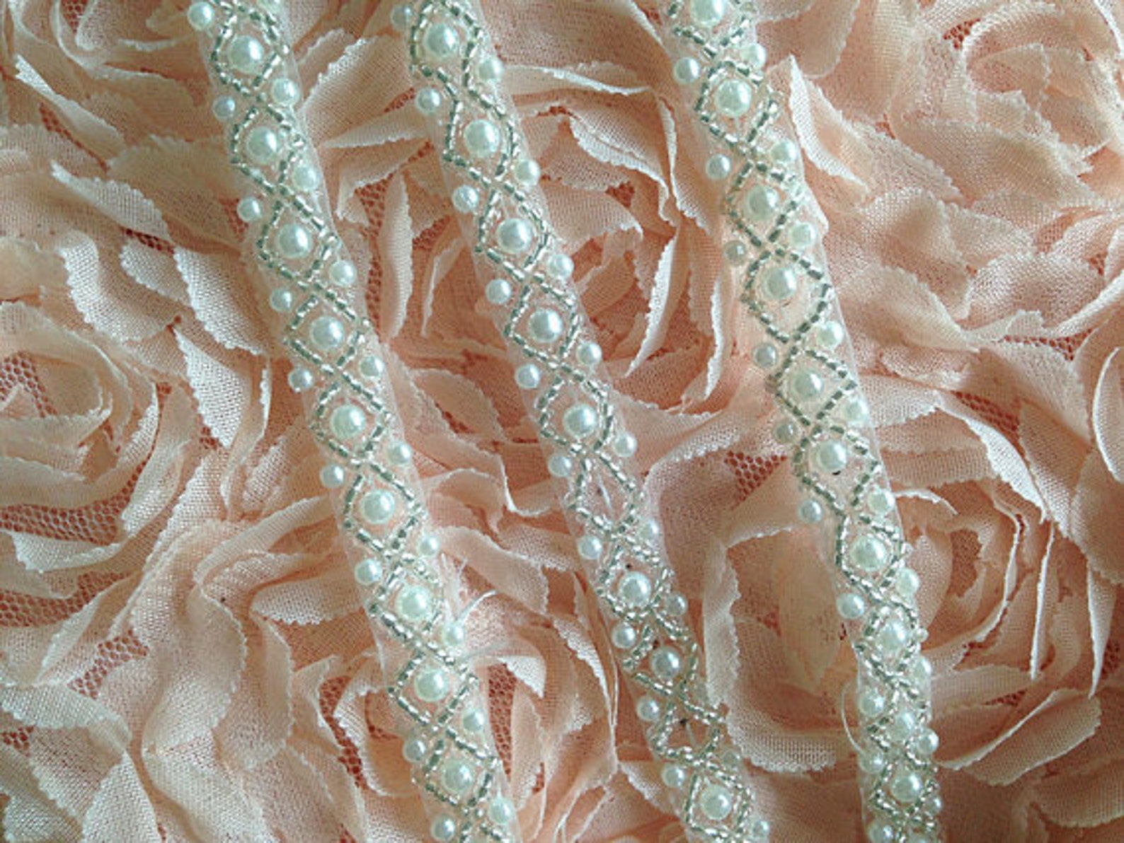 Beaded Lace Trim in Ivory Pearl Lace Trim for Bridal Sash - Etsy