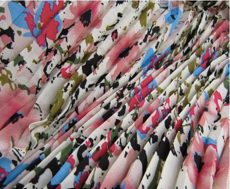 Printed Florals Pleated Chiffon Panel Chiffon Cloth Vertical - Etsy