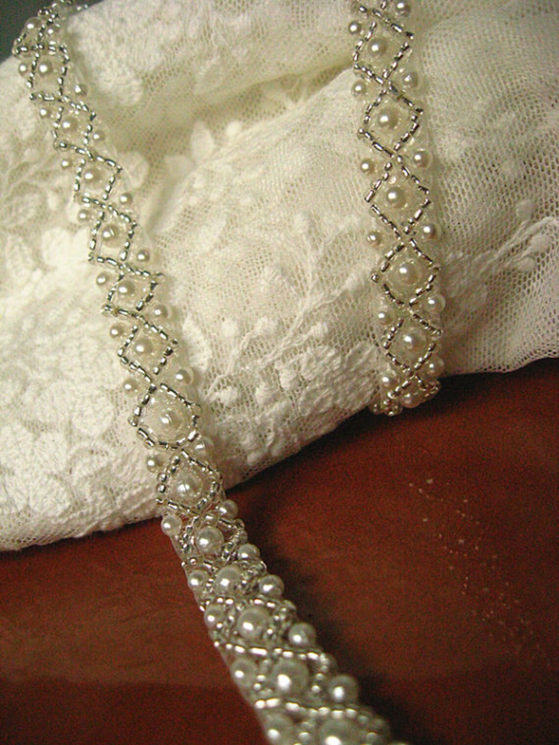 Beaded Lace Trim in Ivory Pearl Lace Trim for Bridal Sash - Etsy