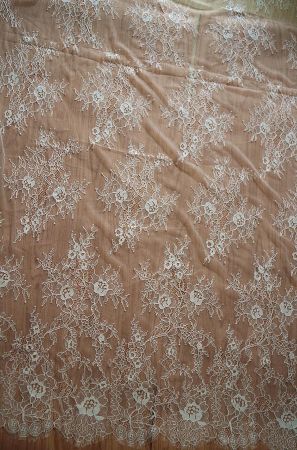 Ivory Chantilly Lace Fabric French Chantilly Lace One Yard | Etsy