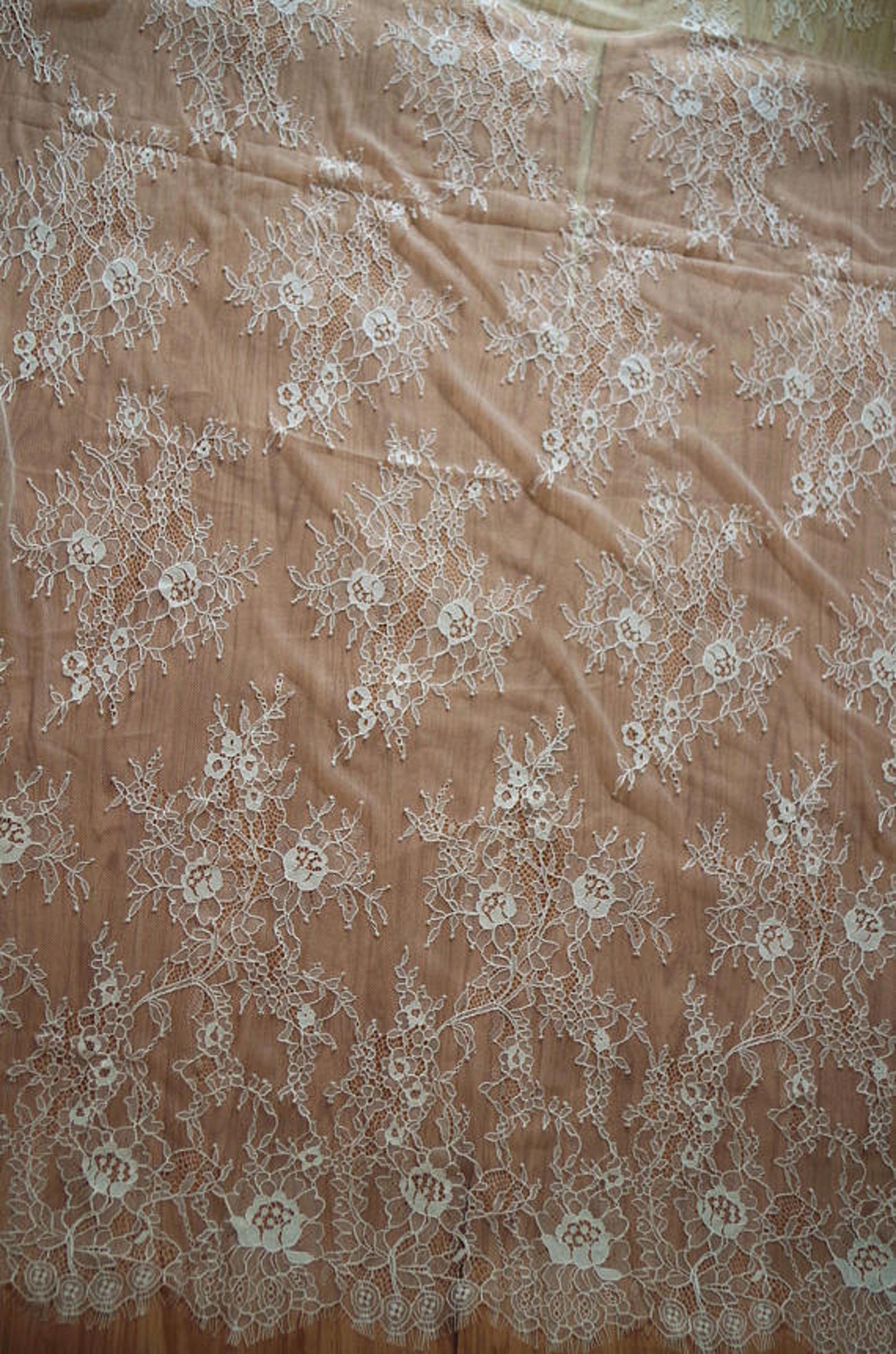 Ivory Chantilly Lace Fabric French Chantilly Lace One Yard | Etsy