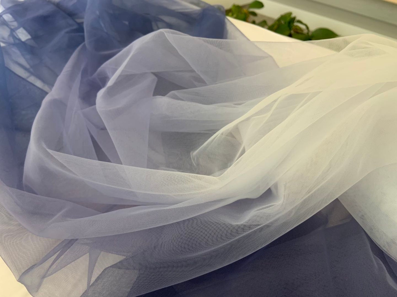 Tie Dyed Style Tulle Fabric With Gradient Colors White to - Etsy