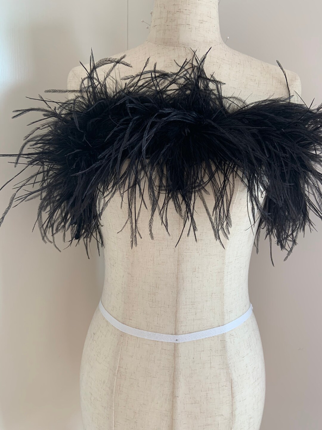 Black Ostrich Feather Boa for Dress, Extra Dense Natural Ostrich Hair ...
