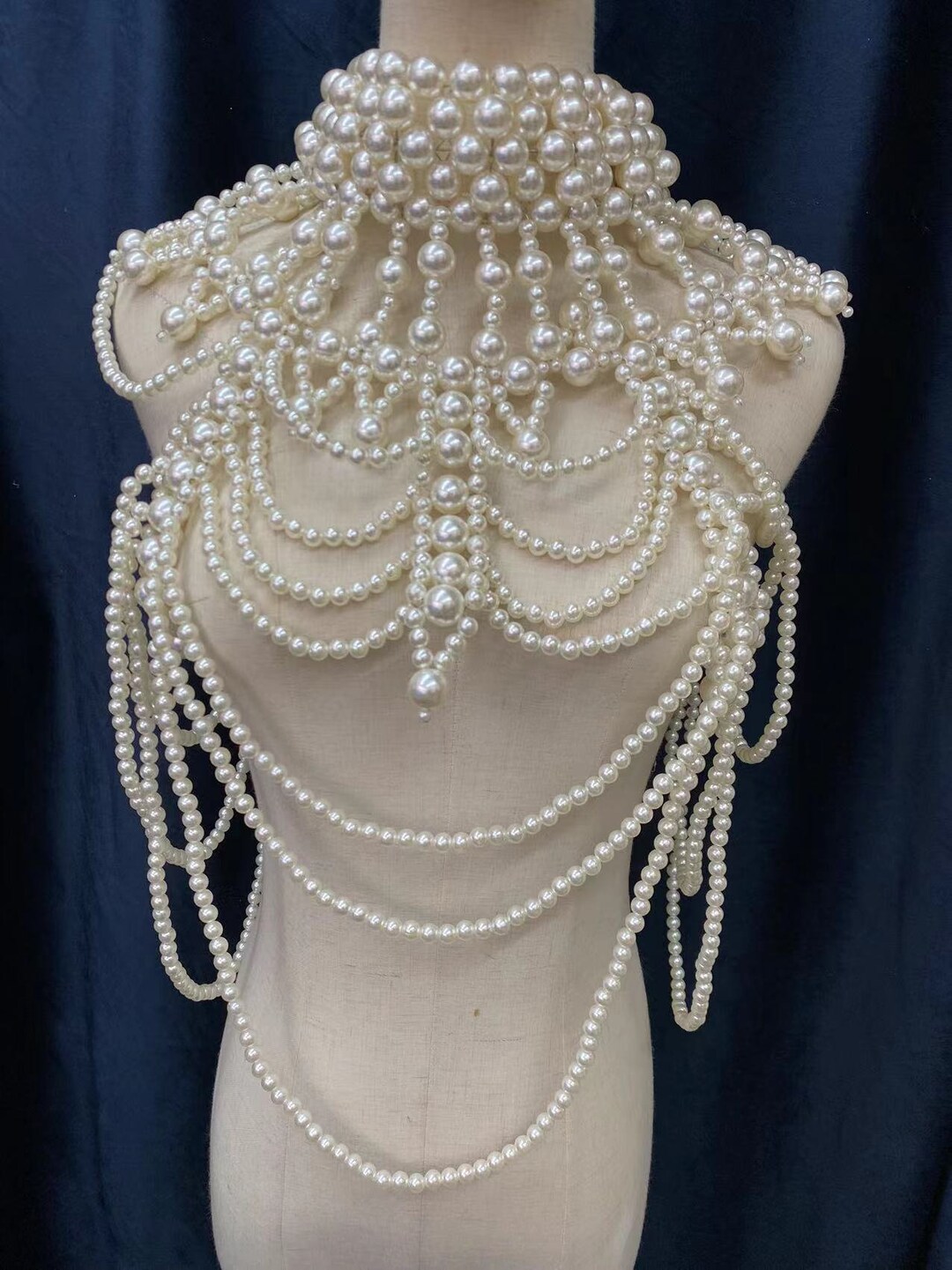 Hand Crated Pearl Beaded Cape, Deluxe Pearl Cape - Etsy