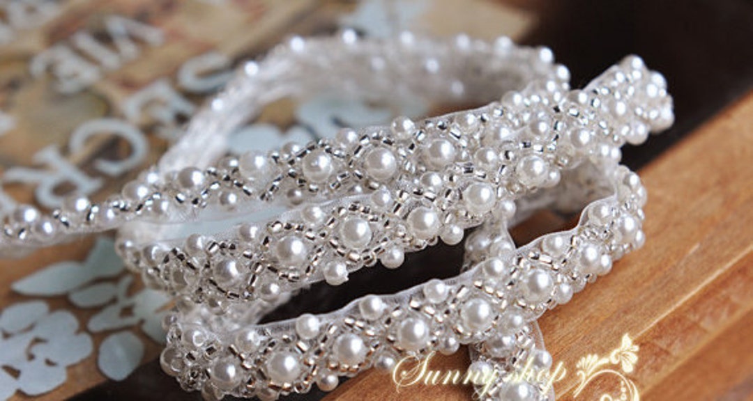 Pearl Beaded Lace Trim, Beading Trim - Etsy