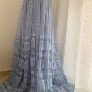 Pale Blue Ruffled Tulle Fabric Ruffle Fabric for Cake Dress - Etsy