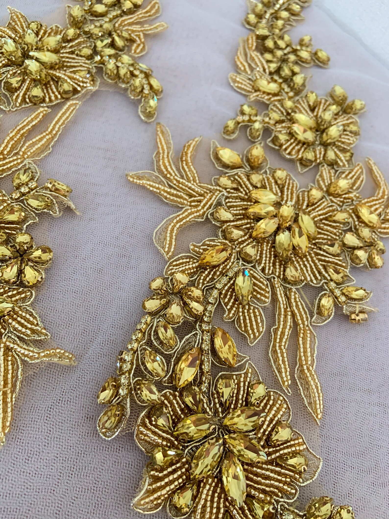 All Gold Rhinestone Applique With Florals Motif - Etsy