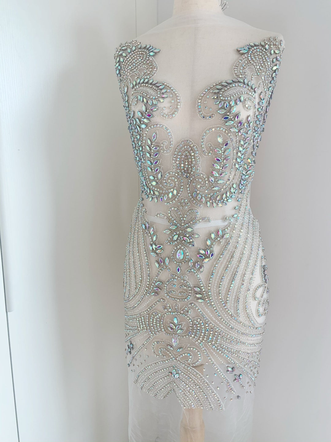 Large Ab Rhinestone Bodice Applique for Bodysuit, Bodysuit ...