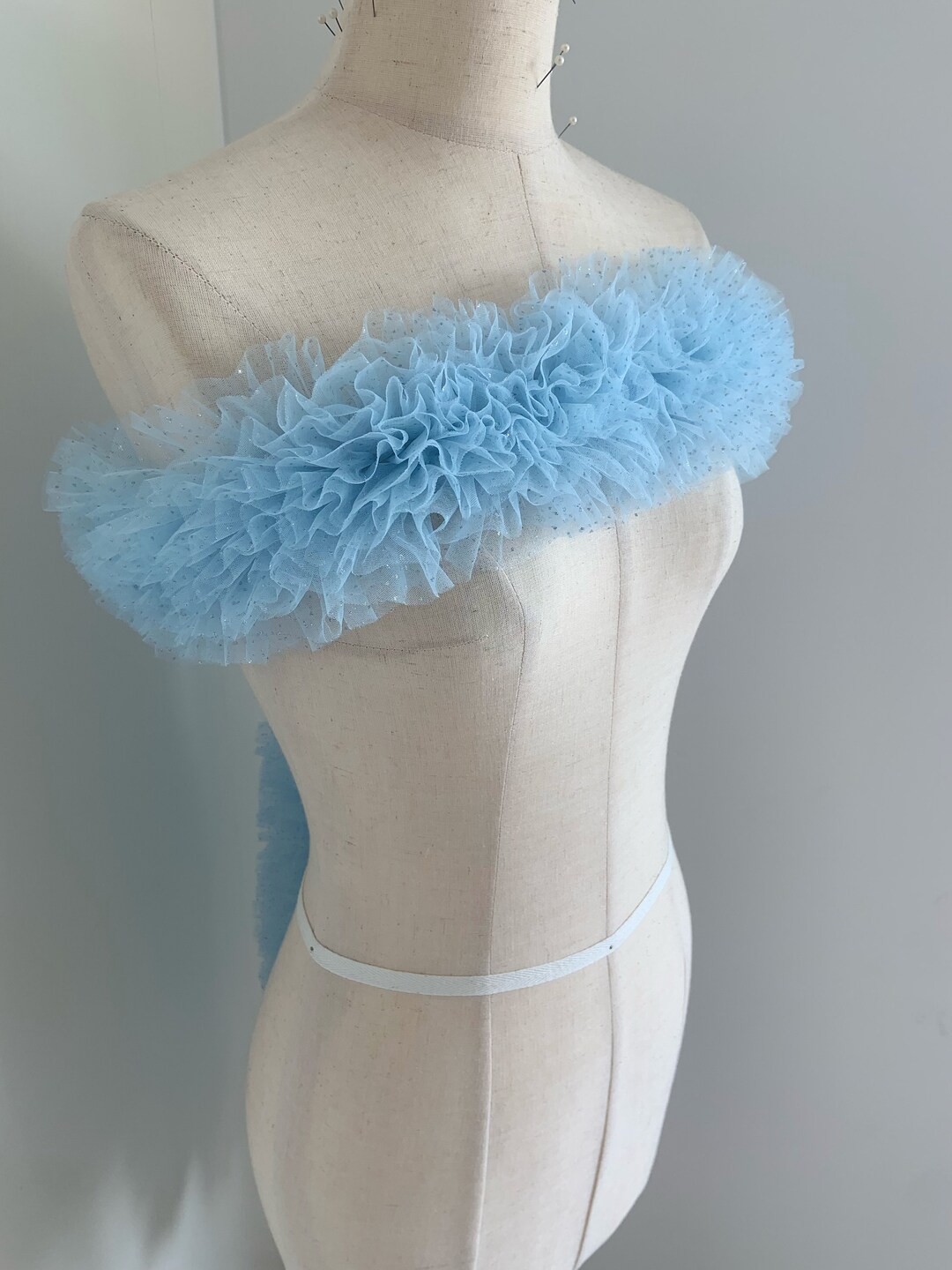 Light Blue Tulle Ruffle With Glitters, Puffy Ruffle Trim - Etsy