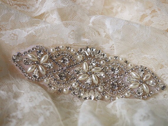 Pearl and Rhinestone Bead Applique Crystal Bead Applique - Etsy