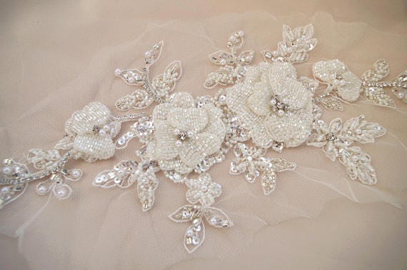 Deluxe Bead Applique Heavy Bead Handmade Applique With - Etsy Canada