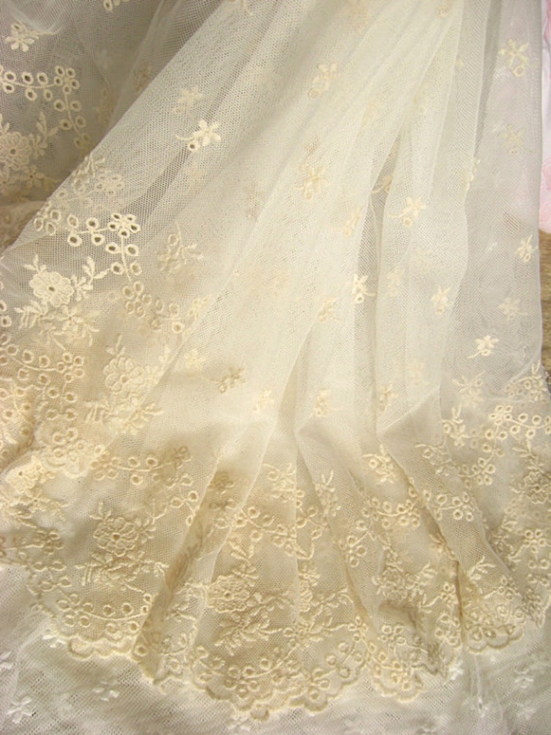 Cream Lace Trim With Hollowed Floral Cotton Embroidered Lace - Etsy