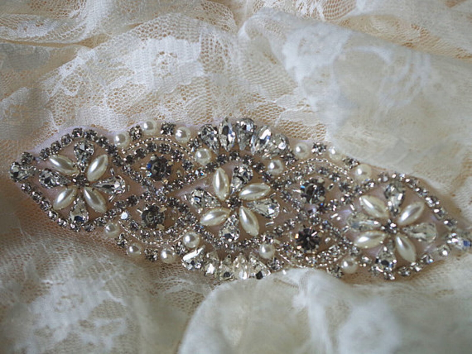 Pearl and Rhinestone Bead Applique Crystal Bead Applique - Etsy