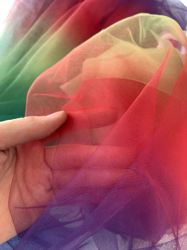 Multi Color Tie-dyed Style Tulle Fabric With Gradient Colors - Etsy