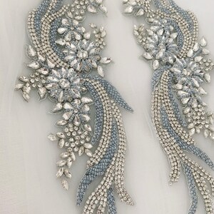 Pale Blue Handmade Rhinestone Applique Patch for Dress Alteration ...