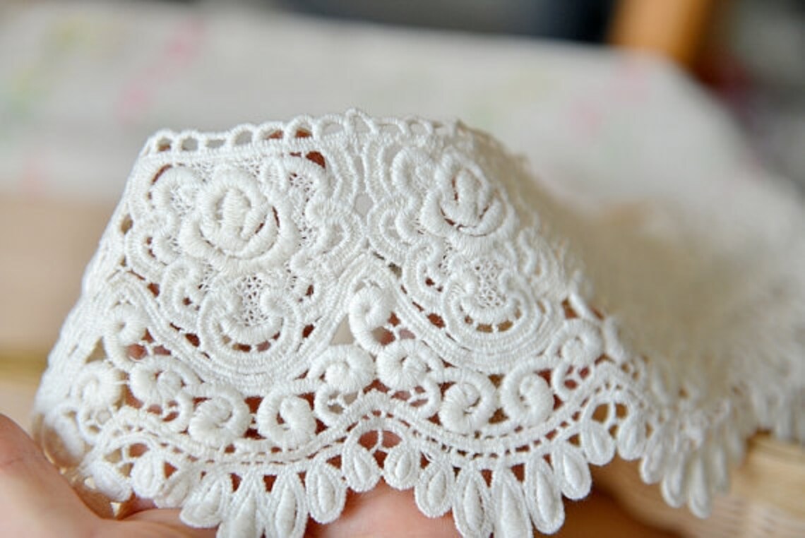 Off White Cotton Lace Trim Crochet Cotton Lace Retro - Etsy