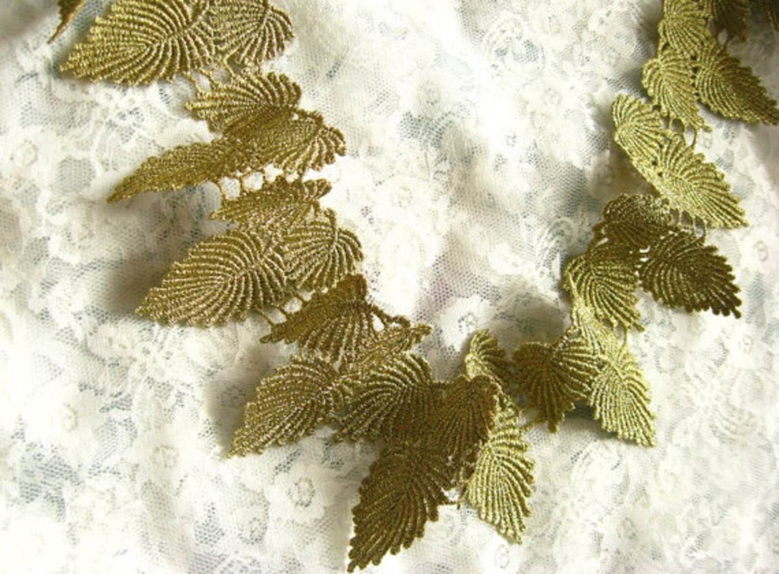 Metallic Gold Leaves Lace Trim, Gold Lace Trim, Guipure Lace Trim With ...
