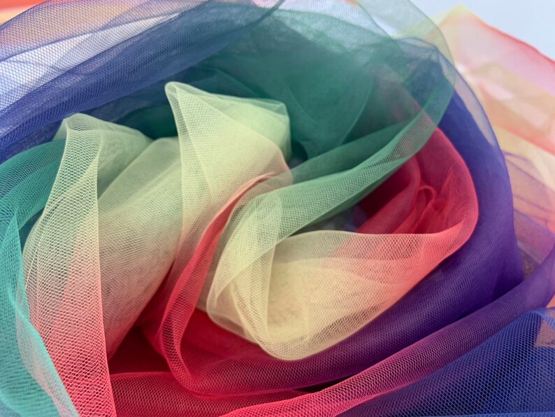 Multi Color Tie-dyed Style Tulle Fabric With Gradient Colors - Etsy