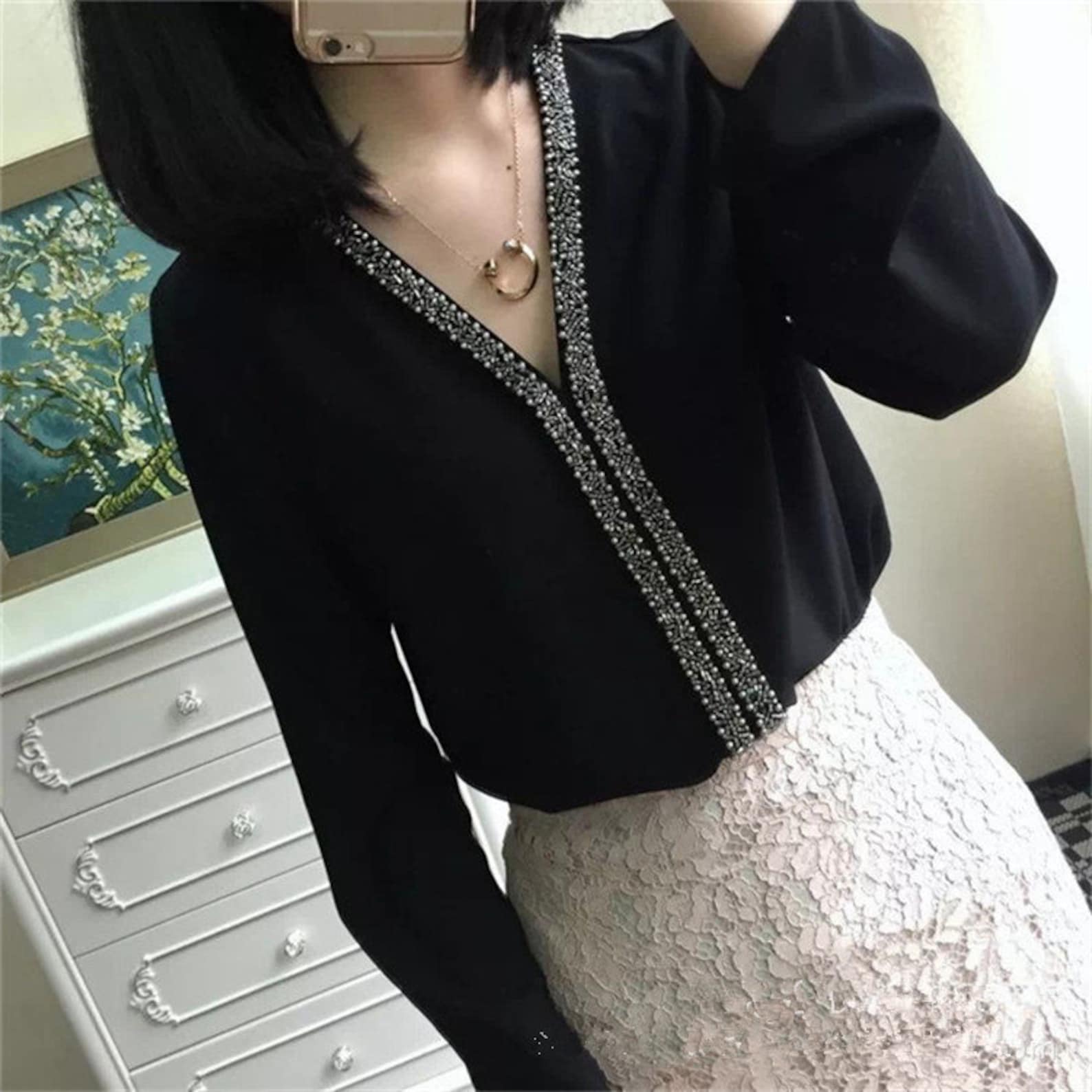 1.8 Yards Heavy Beaded Lace Trim Bugle Bead Lace Tape Heavy | Etsy