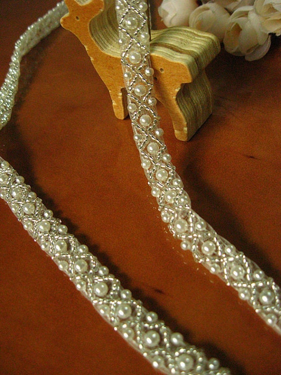 Beaded Lace Trim in Ivory Pearl Lace Trim for Bridal Sash | Etsy