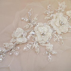 Deluxe Bead Applique, Heavy Bead Handmade Applique With Rhinestone ...