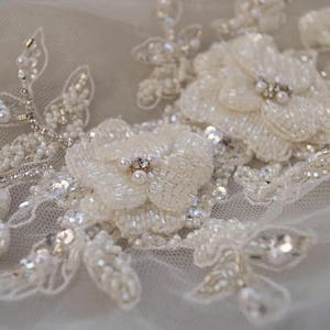 Deluxe Bead Applique, Heavy Bead Handmade Applique With Rhinestone ...