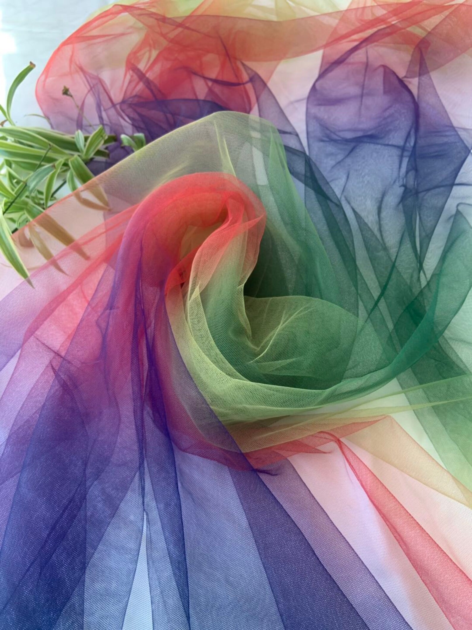 Multi Color Tie-dyed Style Tulle Fabric With Gradient Colors - Etsy