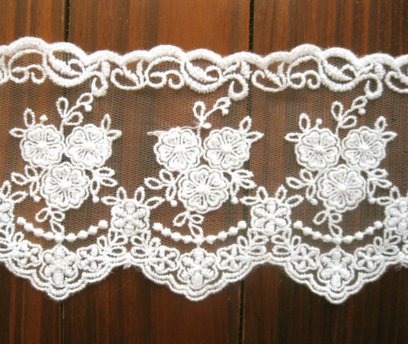 Cotton Lace Fabric Trim Retro off White Floral Flower Scallop | Etsy