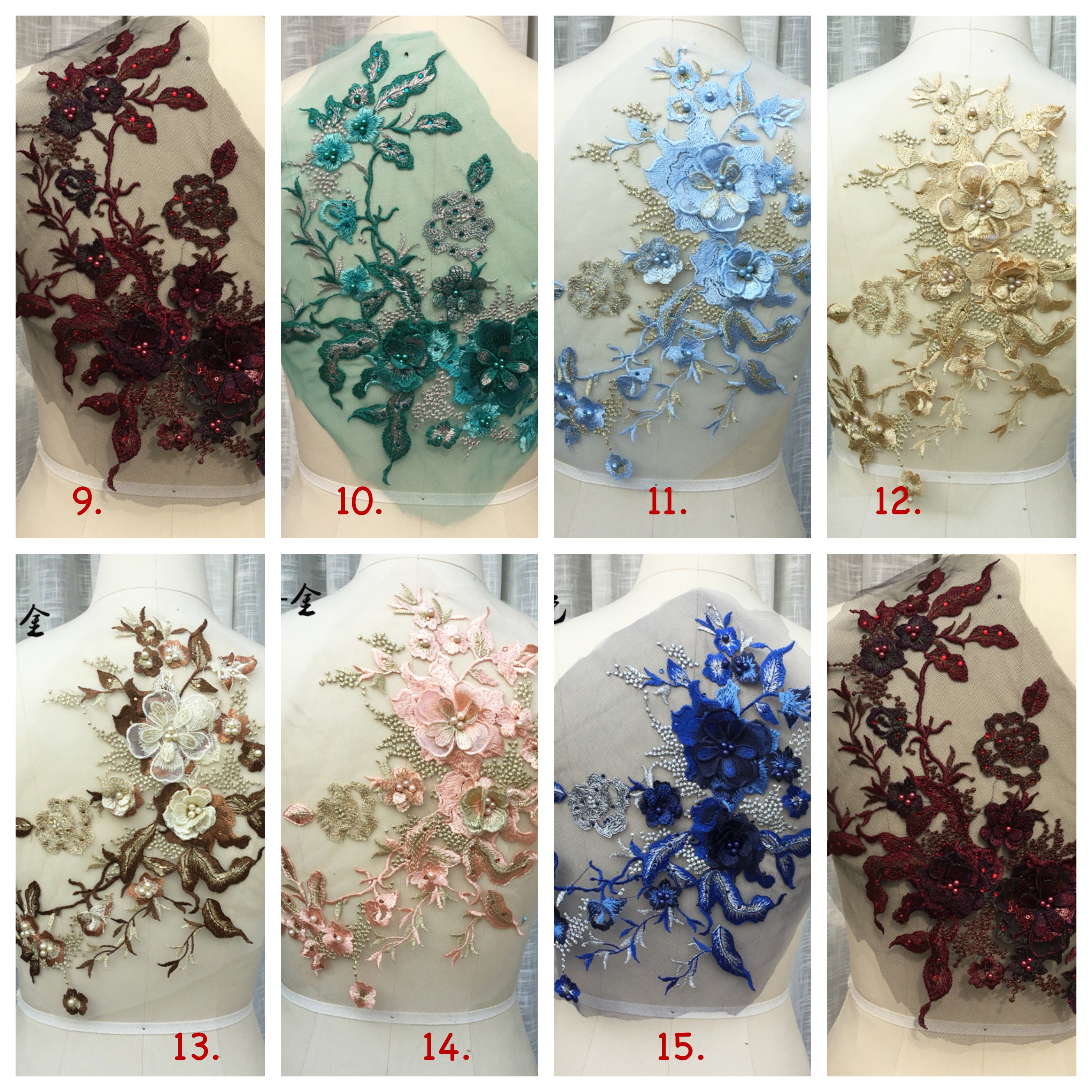 Green Heavy Bead Lace Applique 3D Lace Applique Vintage Bead | Etsy