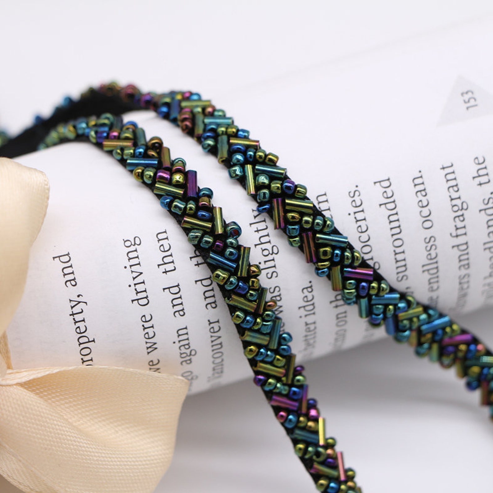 Heavy Beaded Lace Trim, Bugle Bead Lace Tape, Heavy Beading Lace Ribbon by the Yard - Etsy